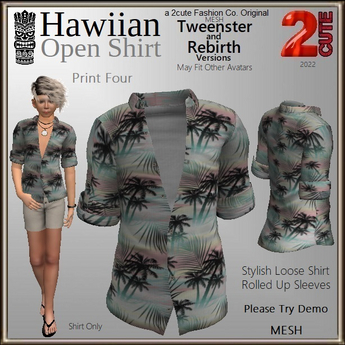 Second Life Marketplace - Hawaiian Open Shirt [2cute] Print Four